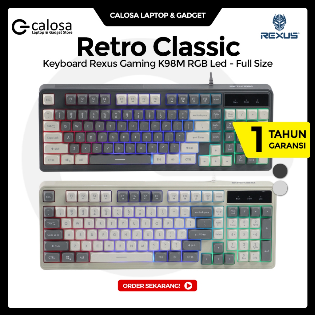 Jual Rexus Keyboard Gaming K98M Battlefire Retro Classic RGB LED Full ...
