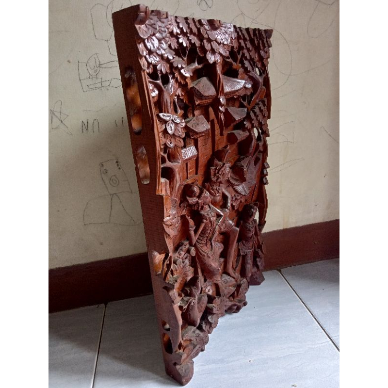 Jual Pandil ukiran lukisan ukir kayu pahat Bali 3D RAMA SHINTA Th 1999 ...