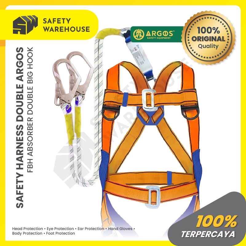 Jual Safety Harness / Full Body Harness Absorber Double lanyard Hook Argos | Shopee Indonesia