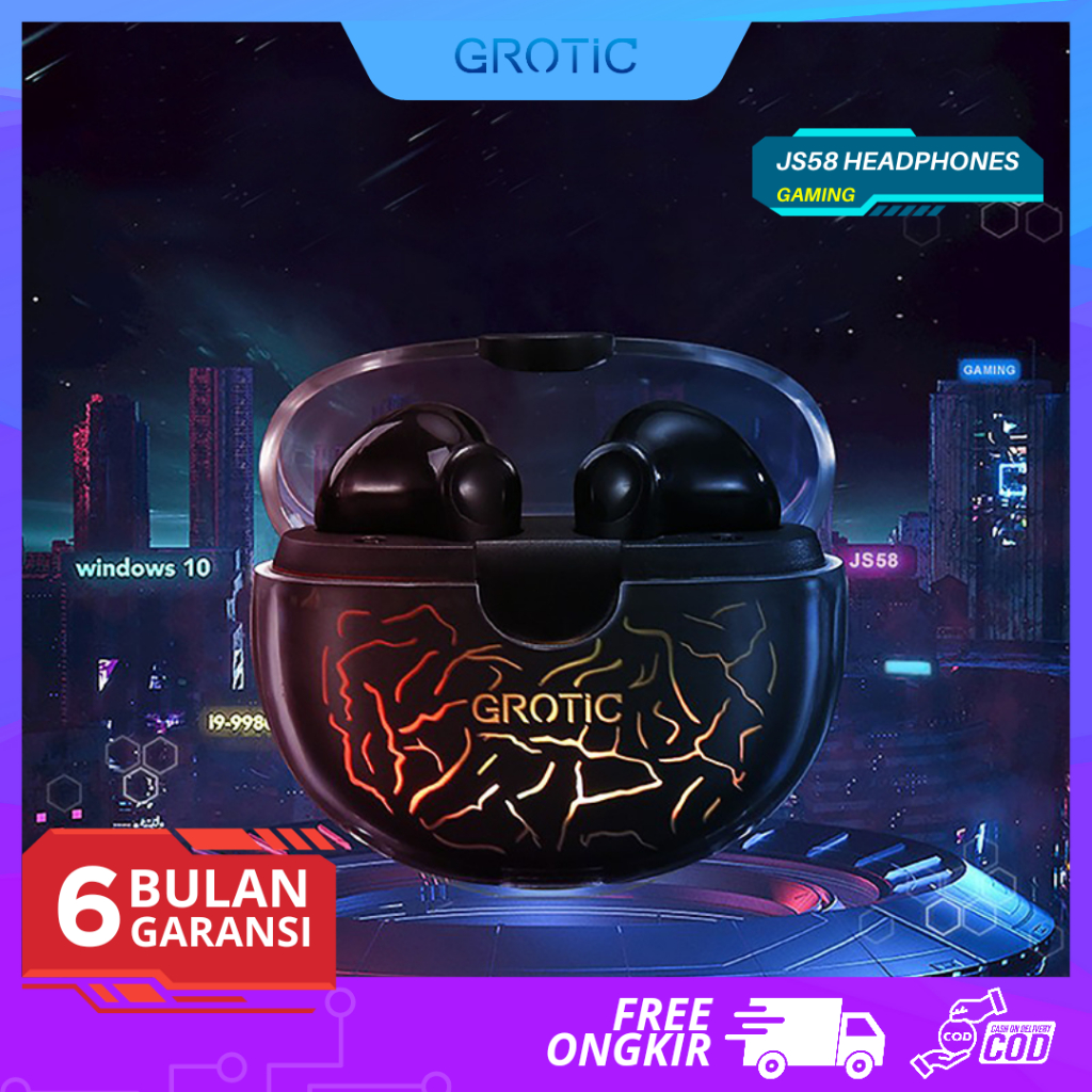 Jual GROTIC Headset Bluetooth HD Audio Stereo Sound Cool Lighting TWS ...