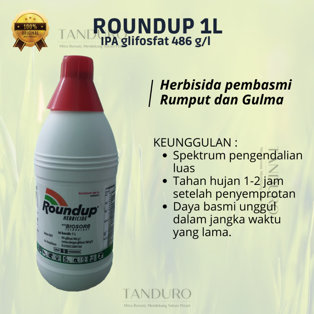 Jual Herbisida Roundup 1 Liter / Herbisida Purna Tumbuh Pembasmi Anti ...