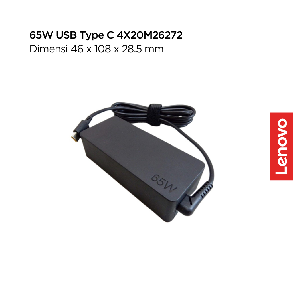 Jual Lenovo Charger 65W USB Type C Standard AC Power Adapter / Adaptor ...