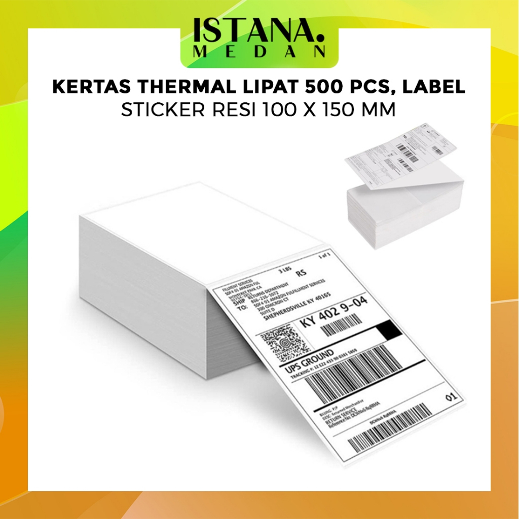 Jual KERTAS THERMAL LIPAT 500 PCS, LABEL STICKER RESI 100 X 150 MM ...