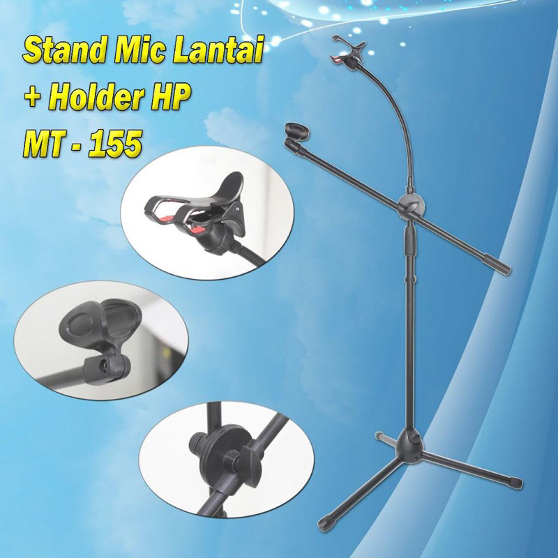 Jual Tiang /Stand Mic Microphone Plus Holder HP | Shopee Indonesia