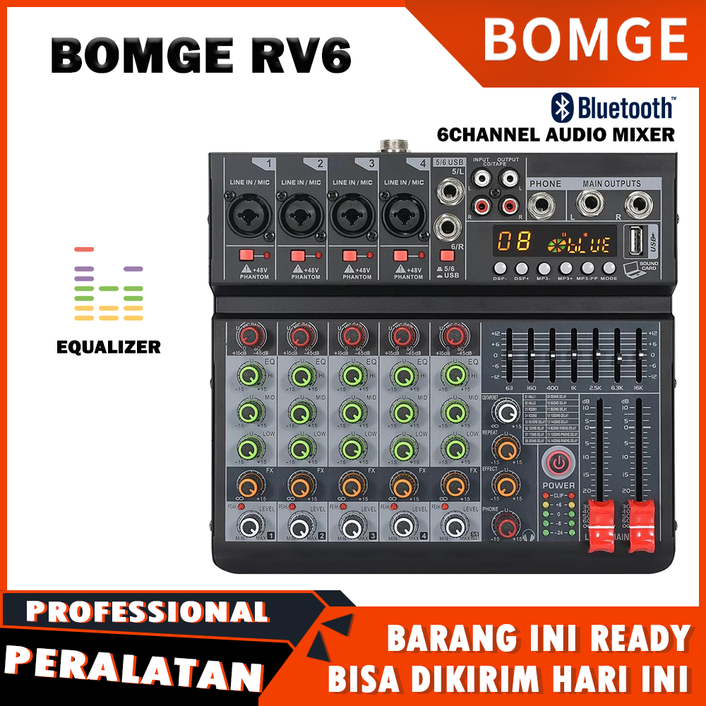 Jual BOMGE 06A Professional 6 -channel audio mixture, with 99 DSP EQ, independent 48V Bluetooth ...