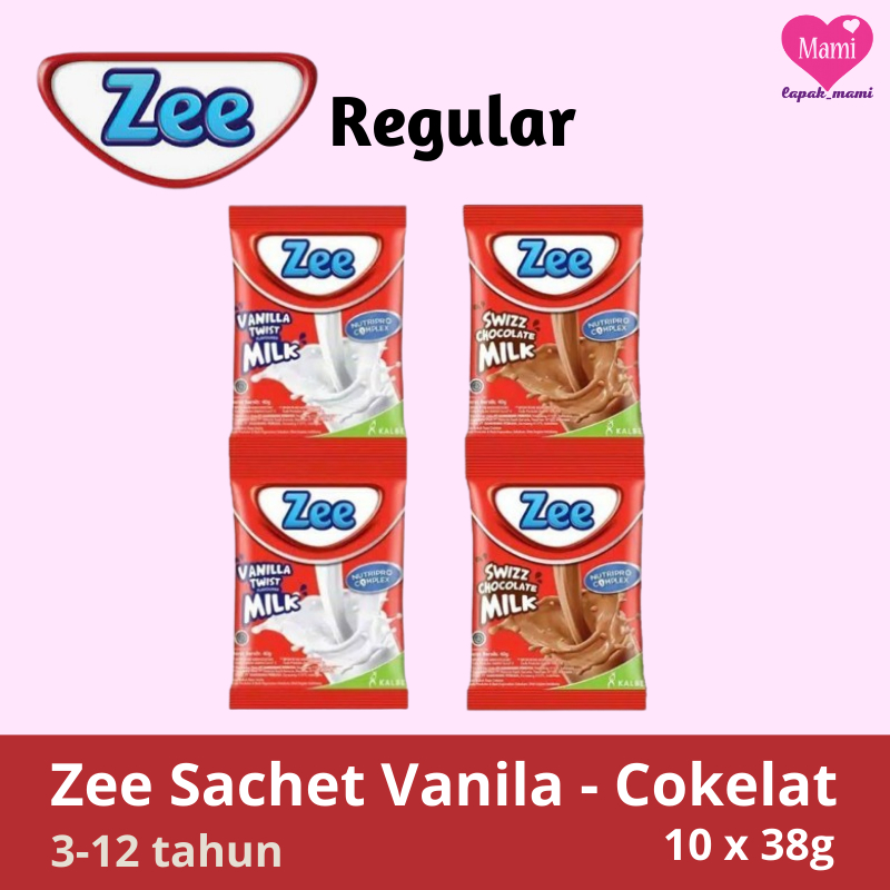 Jual Zee Regular Sachet Swizz Chocolate / Vanilla Twist 10x38gr Susu ...