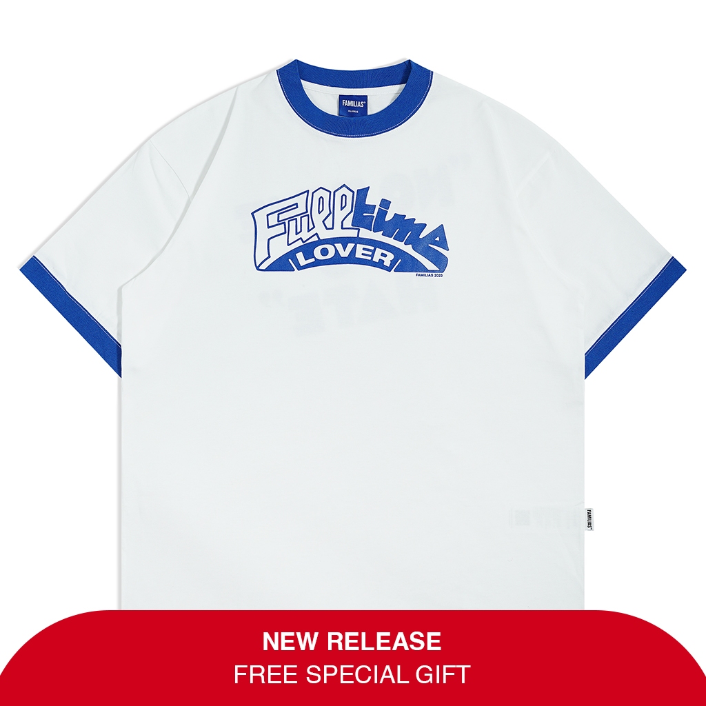Jual Familias - White & Royal Blue Ringer Tee - Nago | Shopee Indonesia