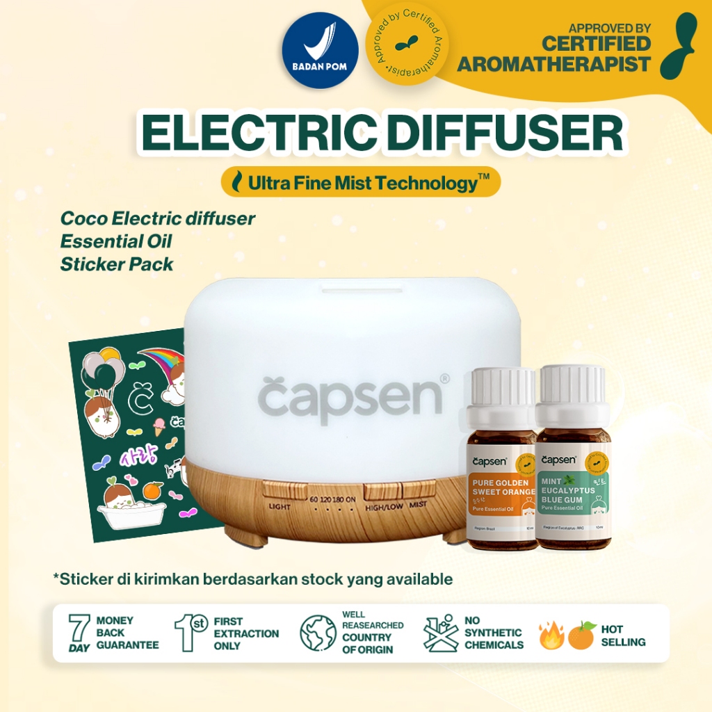 Jual CAPSEN {BEST SELLER} Electric Diffuser Essential Oil Bundle Aromatherapy Oil Diffuser ...
