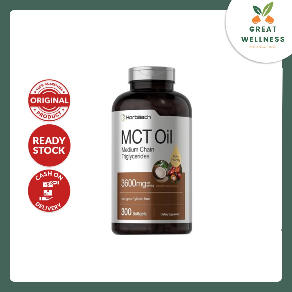 Jual (BISA COD) Horbaach MCT Oil Medium Chain Triglycerides 3600 mg - 300 Softgels | Shopee ...