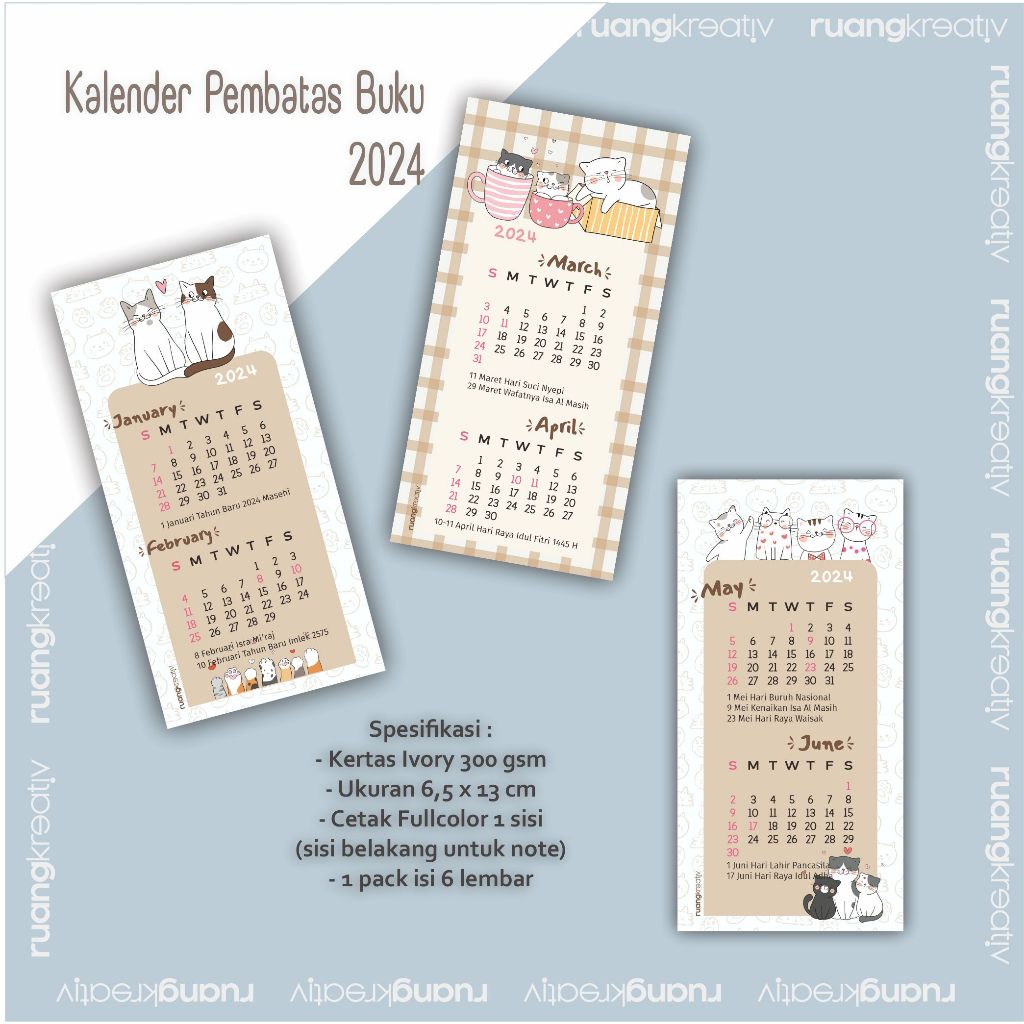 Jual RuangKreativ Pembatas Buku Kalender 4125 | Shopee Indonesia
