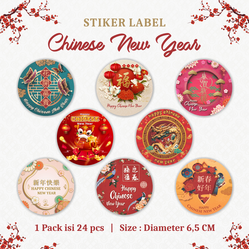 Jual (24 pcs) Stiker Imlek / Stiker Chinese New Year / Sticker Toples ...