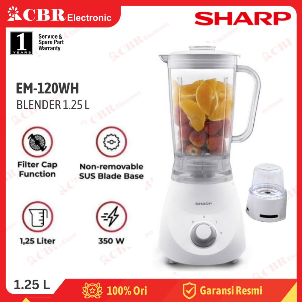 Jual Blender SHARP EM-120WH (1.25L / Plastik / Dry Mill) | Shopee Indonesia