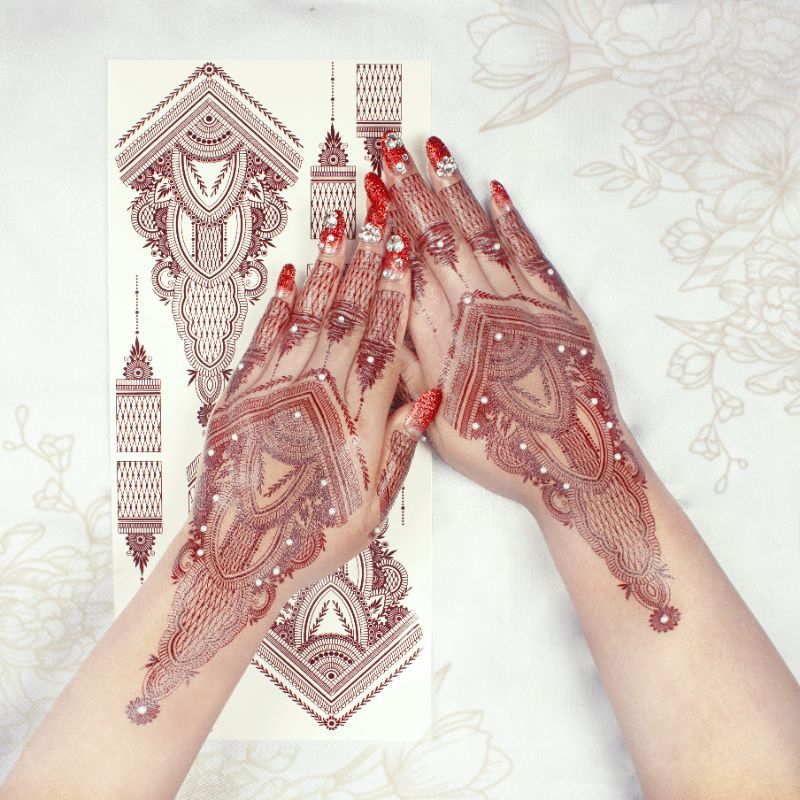 Jual HENNA PENGANTIN TEMPEL MARON (fre gliter manik) | Shopee Indonesia