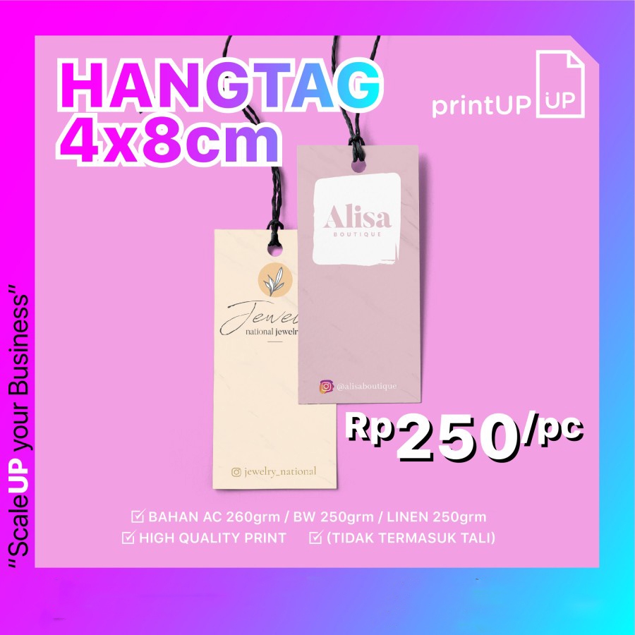 Jual Cetak Hang Tag Label Baju / Label Pakaian Custom 4x8cm | Shopee ...