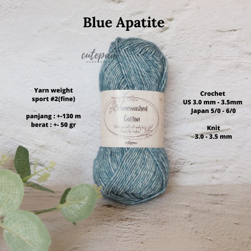 Jual [Stonewashed cotton] Blue Apatite - benang rajut soft cotton ...