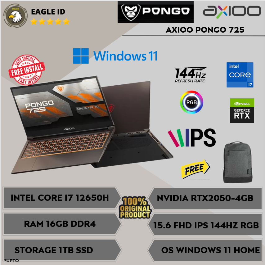 Jual Laptop Gaming AXIOO Pongo 725 RTX2050 Intel i7 12650H RAM 16GB 1TB ...