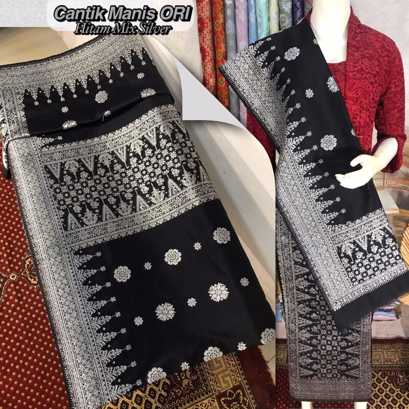Jual Songket Cantik Manis ORI Hitam Mix Silver-Asli Tenun Tangan Palembang (Ilham Songket ...