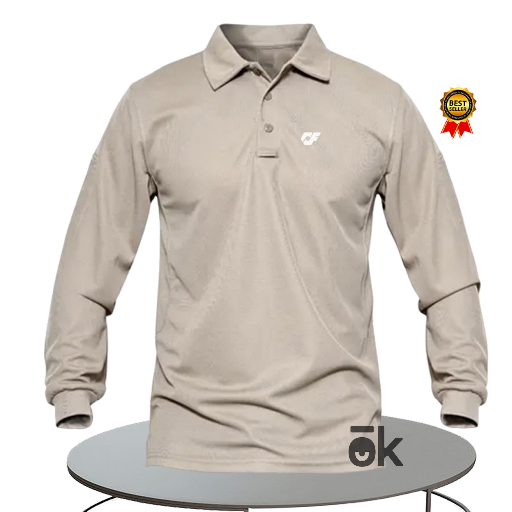 Jual POLO Shirt KAOS POLO LENGAN PANJANG PRIA/WANITA POLO CF TEKS PUTIH ...