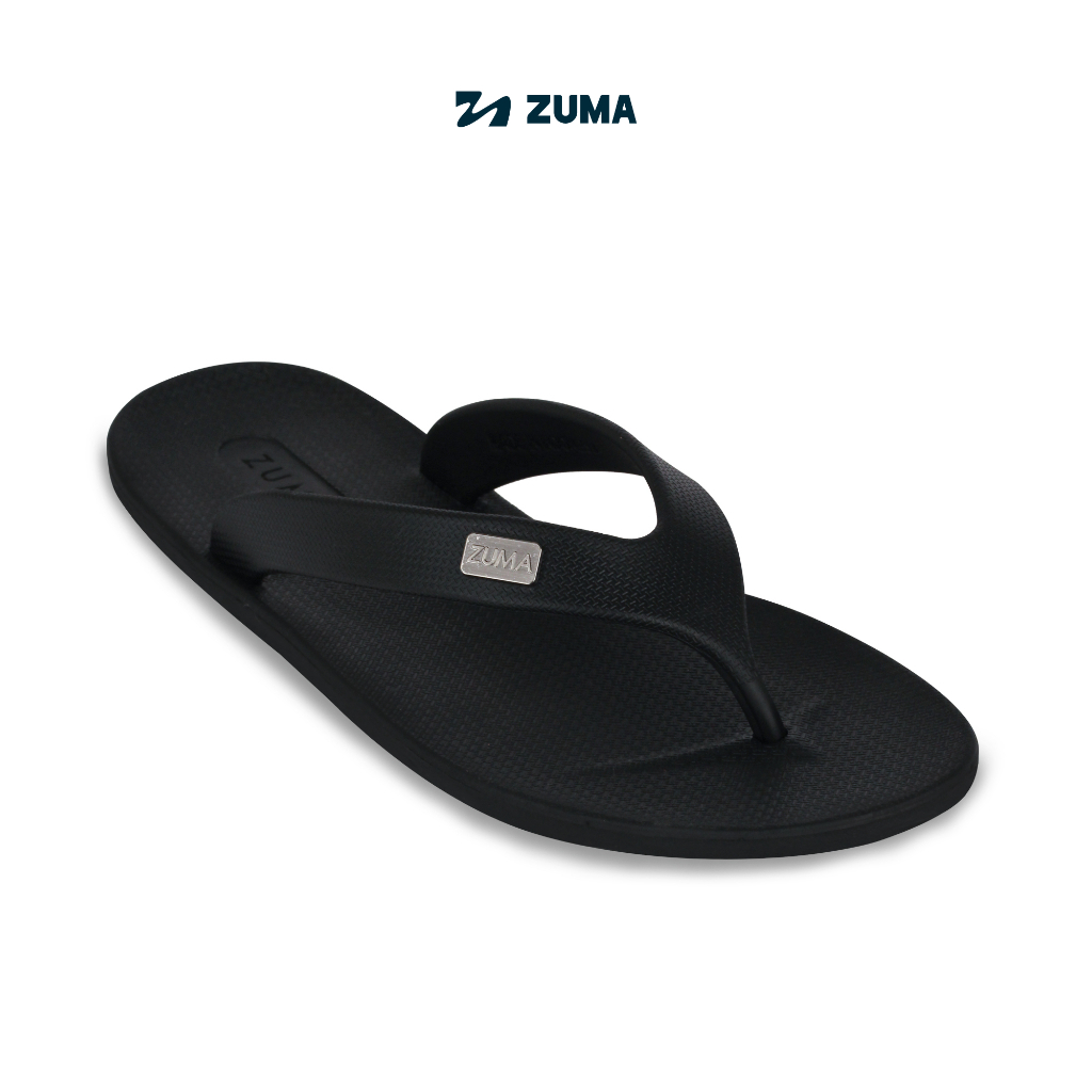 Jual Zuma Men Onyx 12 Black, Sandal Jepit Pria Karet Polos, Hitam ...