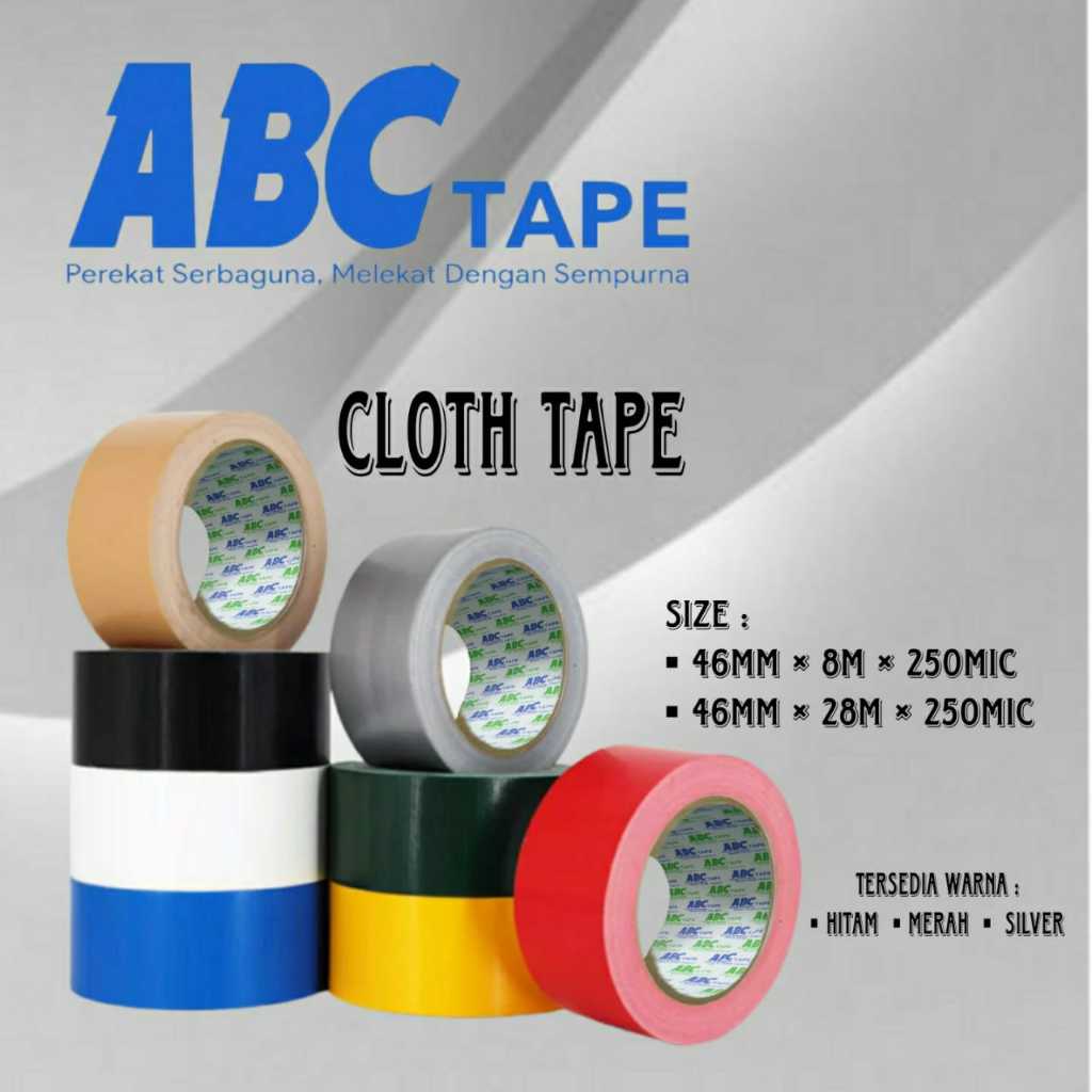 Jual ABC CLOTH TAPE LAKBAN KAIN 46MM X 8M X 250 MIC / PCS | Shopee ...