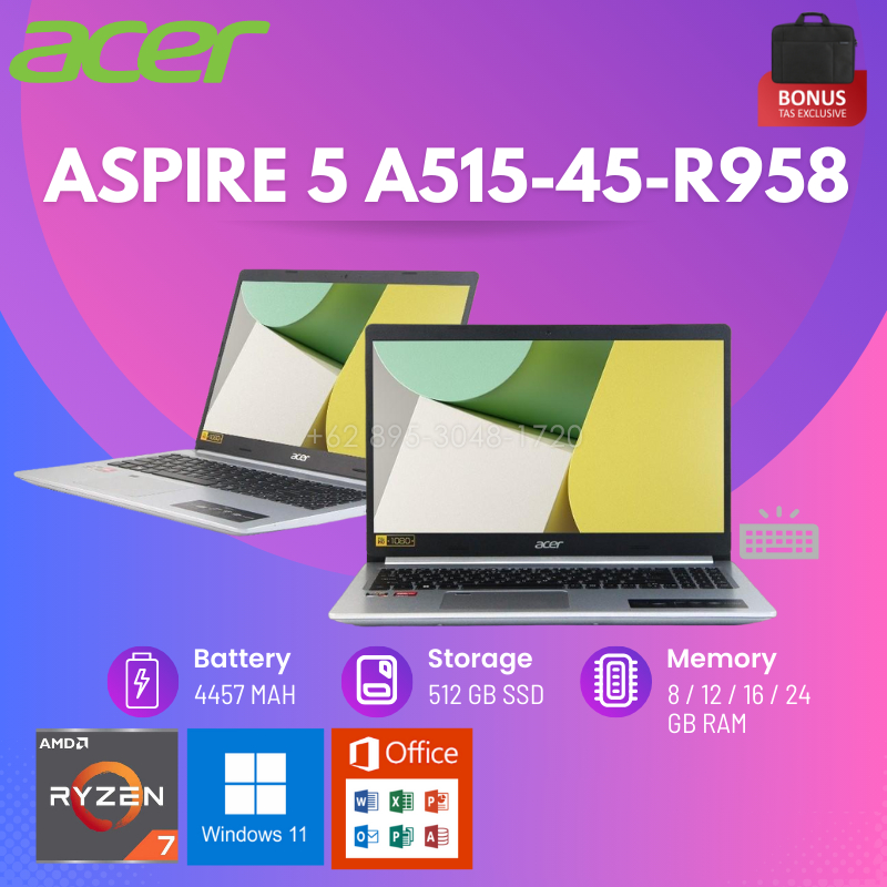 Jual LAPTOP GAMING TERBARU ACER ASPIRE 5 515 45 R958 AMD RYZEN 7 5700U ...
