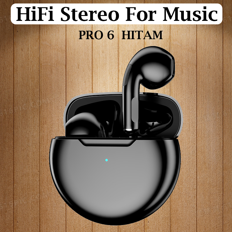 Jual Pro 6 TWS Bluetooth Earphone with Mic HiFi Stereo Touch Earbuds ...