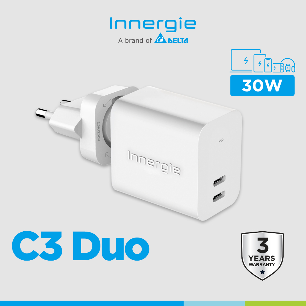Jual Innergie - Charger 30W Type C 2 Port PD Fast Charging C3 Duo ...