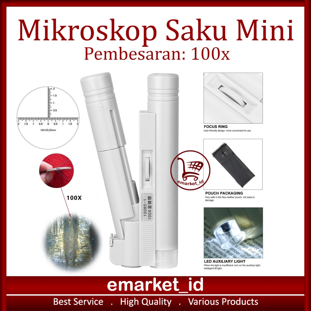 Jual Mikroskop Saku Mini LED 100x AG31 / Microscope Portable Lampu Zoom ...