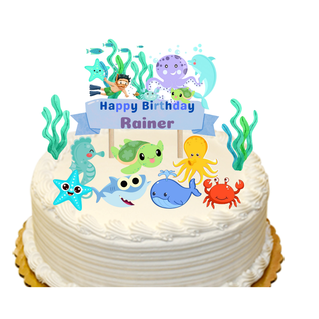 Jual Topper cake laut / undersea / hewan laut hiasan kue happy birthday ...