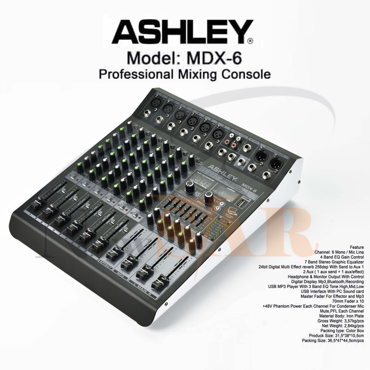 Jual ASHLEY MDX-6 Mixer Audio Ashley MDX6 6 Channel Effect Reverb Bluetooth USB Original ...