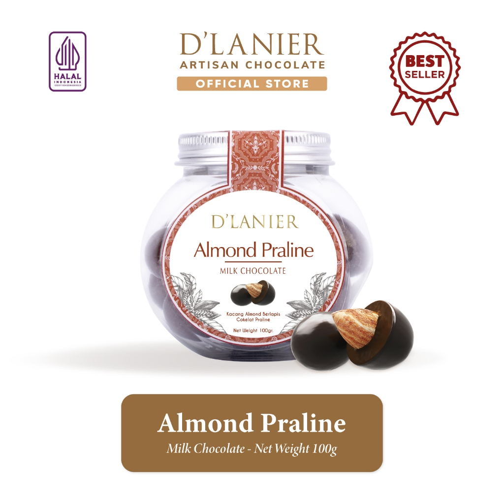 Jual D'Lanier Almond Praline with Milk Chocolate - 100 gr | Shopee ...