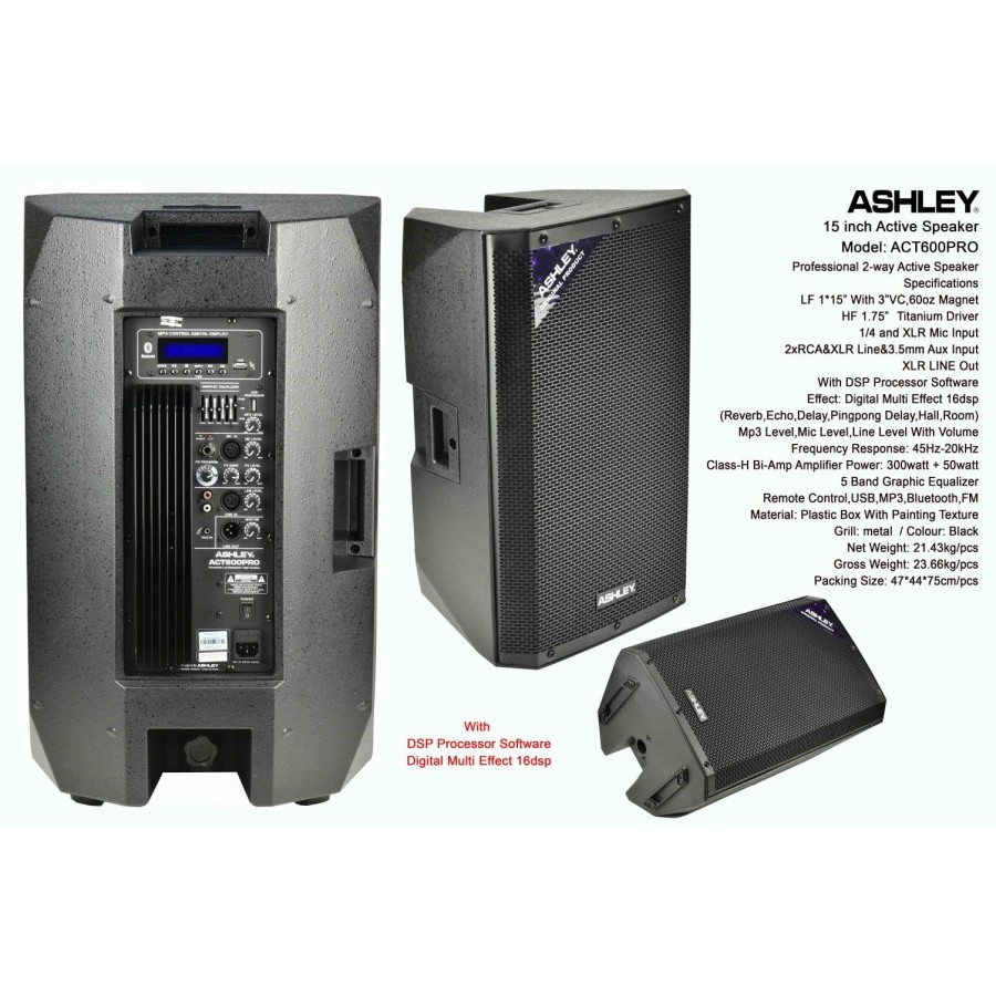 Jual Speaker Aktif Monitor Ashley ACT600PRO 15inchi Class H 500 Watt Original ACT 600 PRO ACT ...