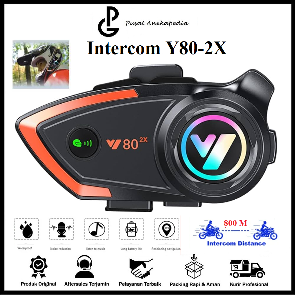 Jual Intercom Y80 2X Bluetooth Radio Interkom Helm 2 Rider Helmet ...