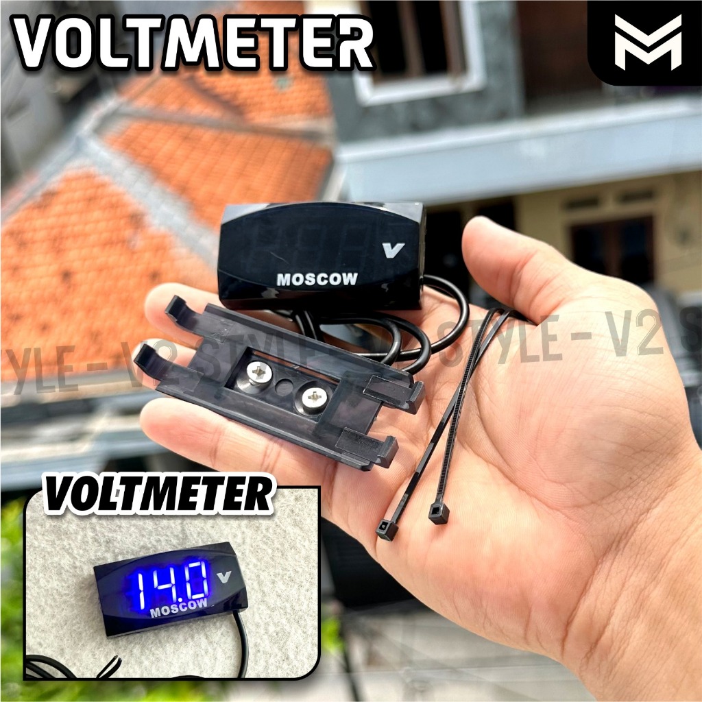Jual VOLTMETER AKI MOTOR UNIVERSAL WATERPROOF ANTI AIR FREE BREKET ...