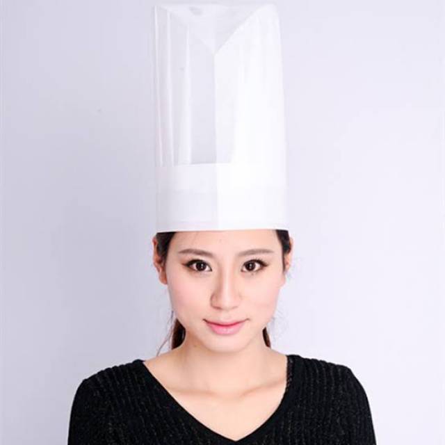 Jual Topi chef topi koki putih bahan kain keras | Shopee Indonesia