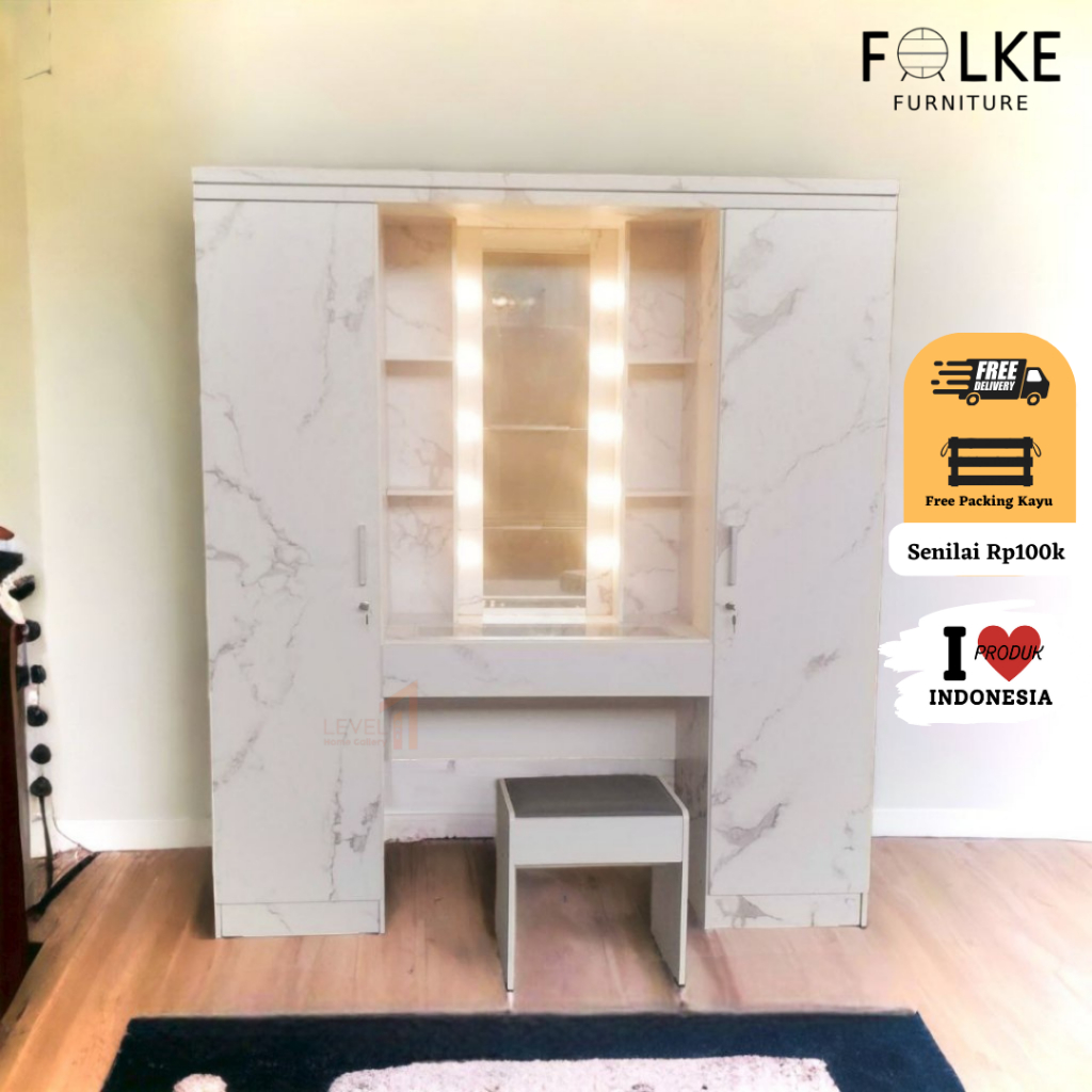 Jual Meja Rias Lemari Hollywood 2 Pintu Marble Multifungsi 2 in 1 Top ...