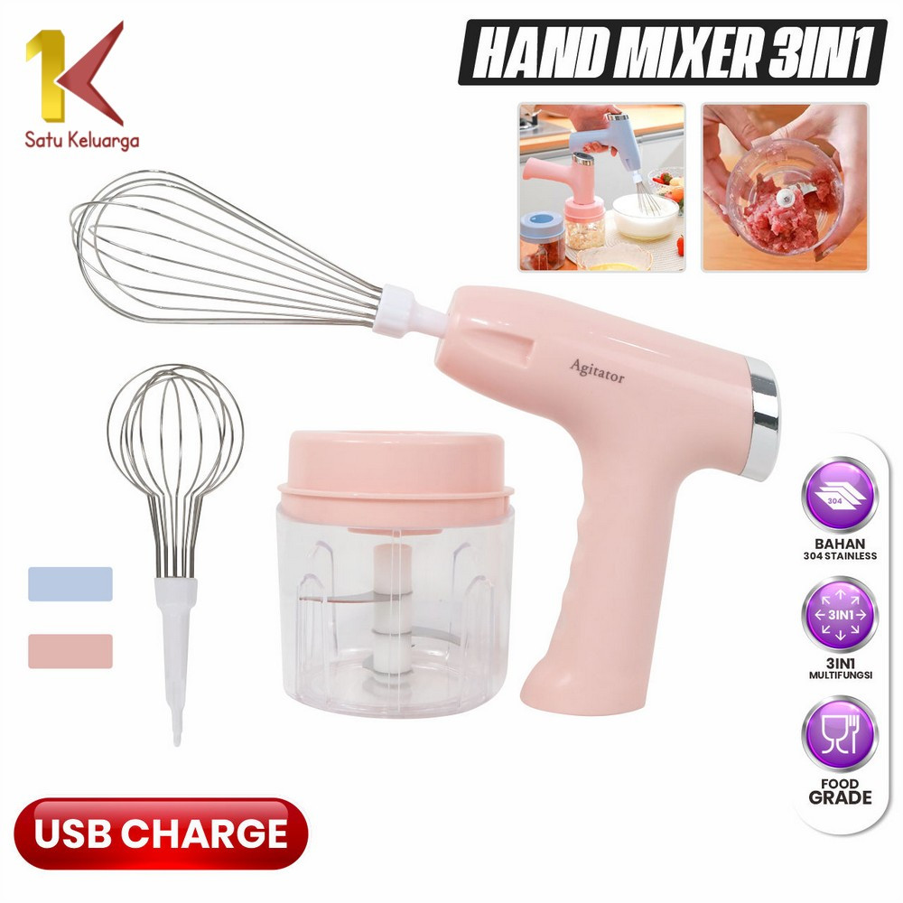Jual Satu Keluarga Hand Mixer 3IN1 USB Charge C972 Coffee Mixer Hand Blender Pengocok Telur ...