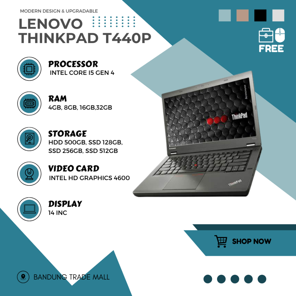 Jual Laptop Lenovo ThinkPad T440P Core i5 RAM 8GB SSD 512GB | Shopee Indonesia