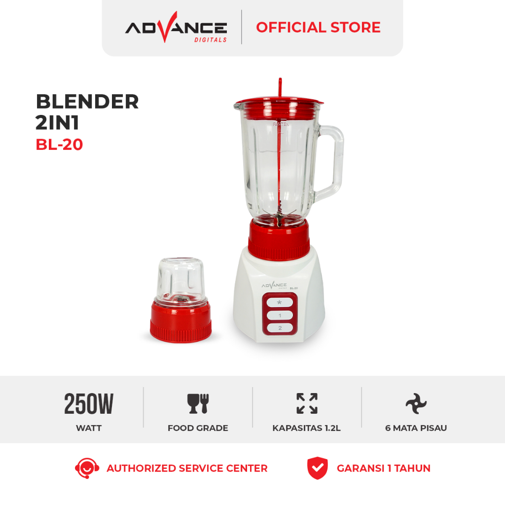 Jual Advance BL20 Blender Tabung Kaca 2in1 1.2 Liter Multifungsi Foodgrade Garansi Resmi 1 Tahun ...