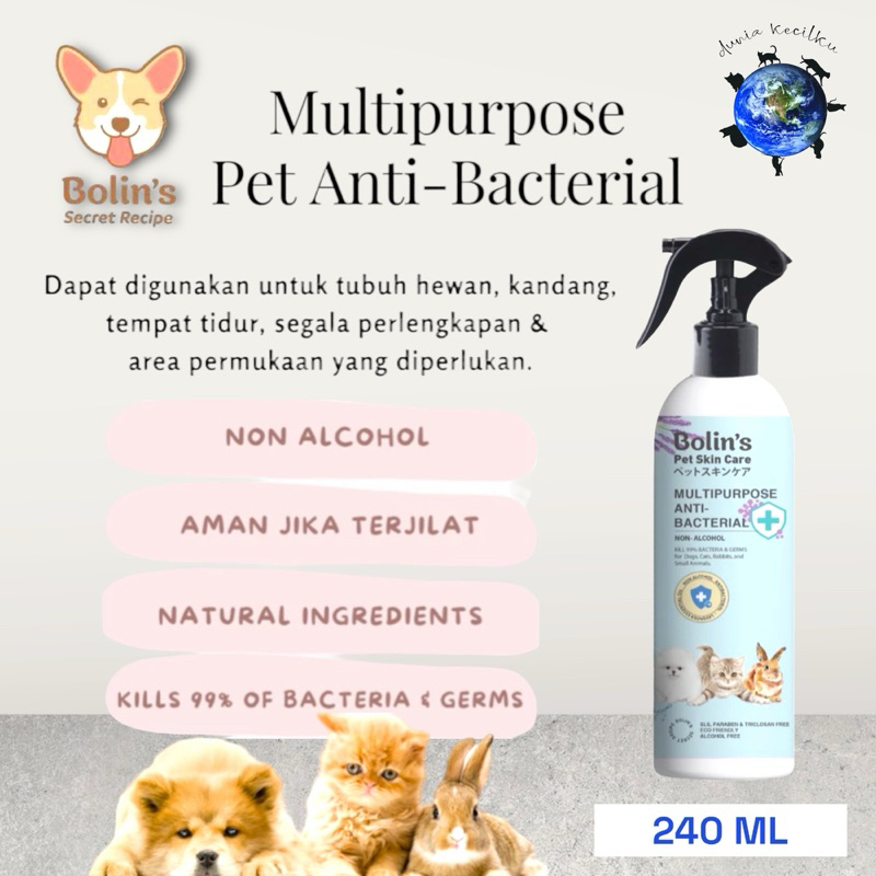 Jual Bolin's Pet Disinfectant Anti Bacterial Non Alcohol / Desinfektan ...