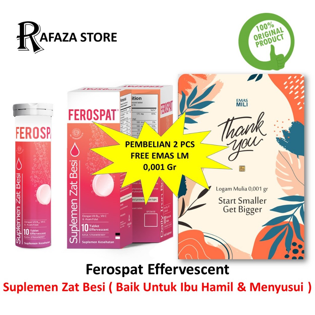 Jual Ferospat Tablet Effervescent Penambah Darah Zat Besi | Shopee ...
