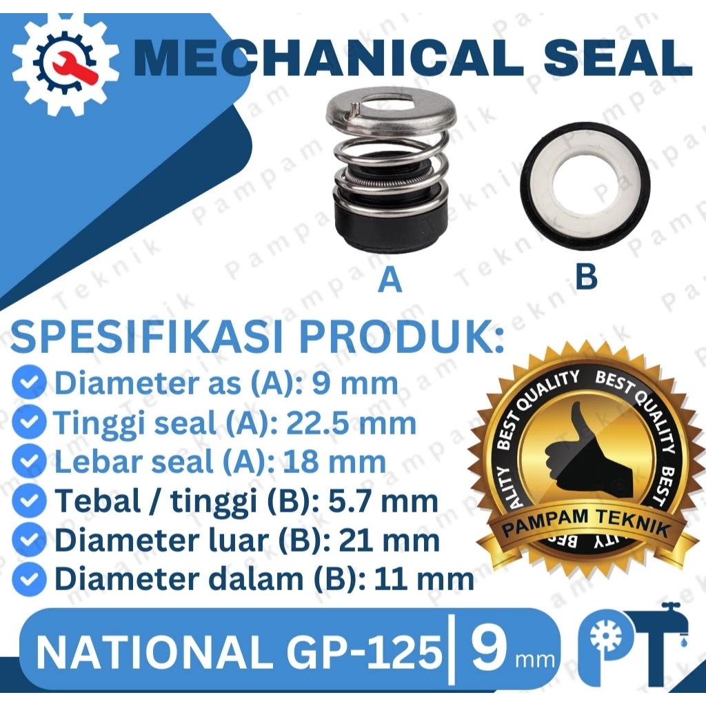 Jual MECHANICAL SEAL 125 NATIONAL/ SEAL POMPA AIR NAT PANASONIC , SANYO ...