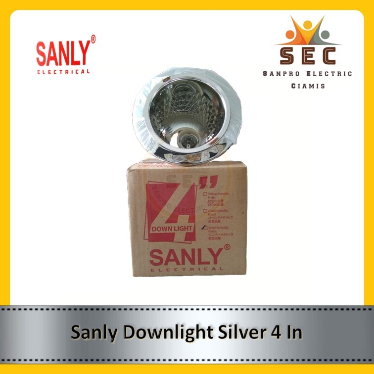 Jual DOWNLIGHT RUMAH LAMPU SANLY 4” 4 INCH FITTING PLAFON E27 SILVER ...