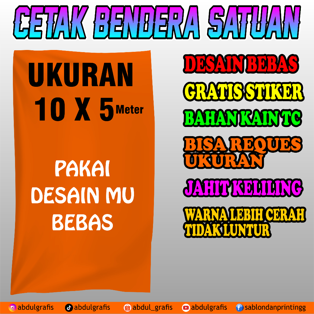 Jual CETAK BENDERA CUSTOM UK. 10 x 5 METER FULL PRINTING SATUAN BENDERA ...