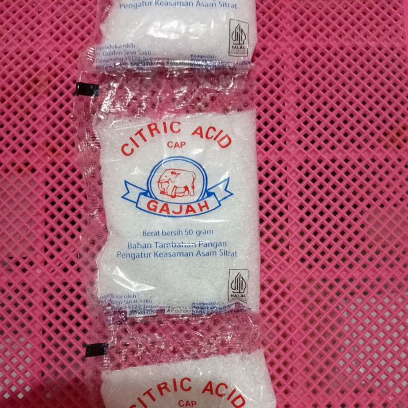 Jual GAJAH CITRIC ACID 50 GR PACK 1'S ASAM SITRAT | Shopee Indonesia