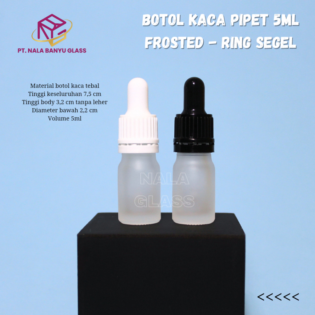 Jual botol kaca pipet 5ml bening frosted / doff - ring segel putih ...