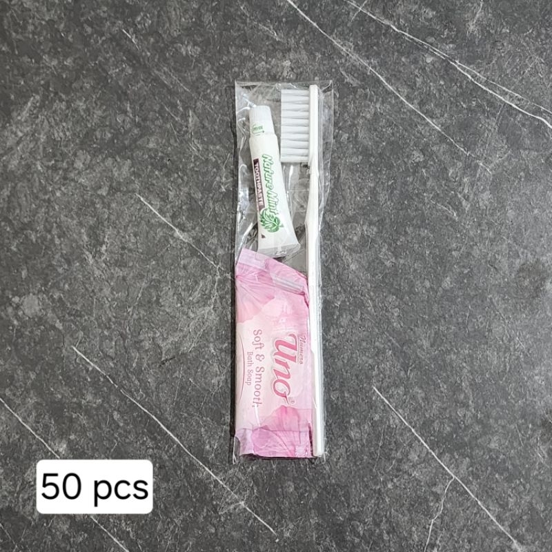 Jual paket sikat gigi hotel, odol dan sabun 10gr (50pcs Hj Uno/solux ...