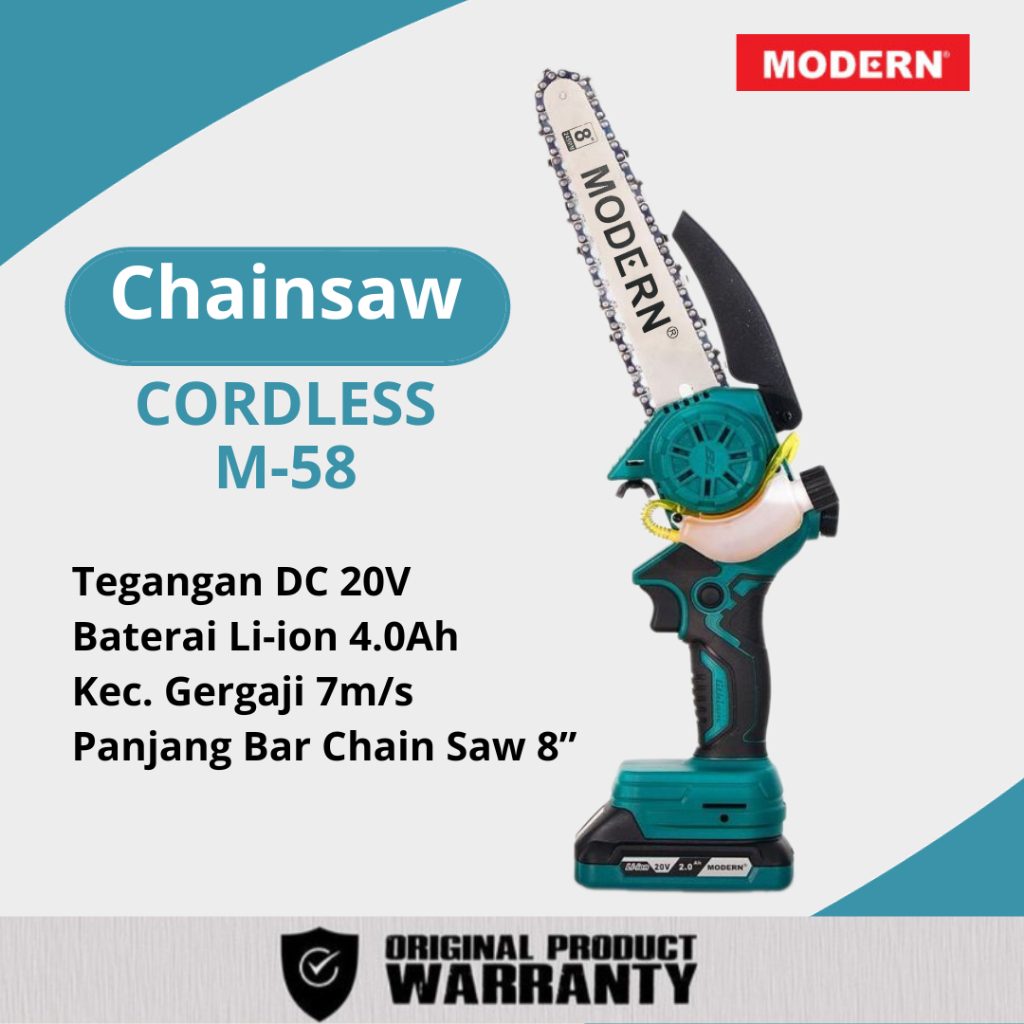 Jual Chainsaw Cordless MODERN M58 Gergaji Baterai | Shopee Indonesia