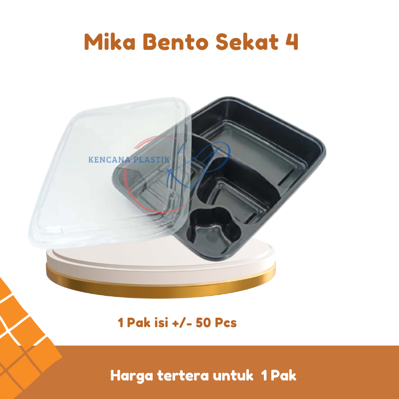 Jual Mika Bento Sekat 4 Isi 50 Pcs l Kotak Bento 4 Sekat l Lunch Box ...