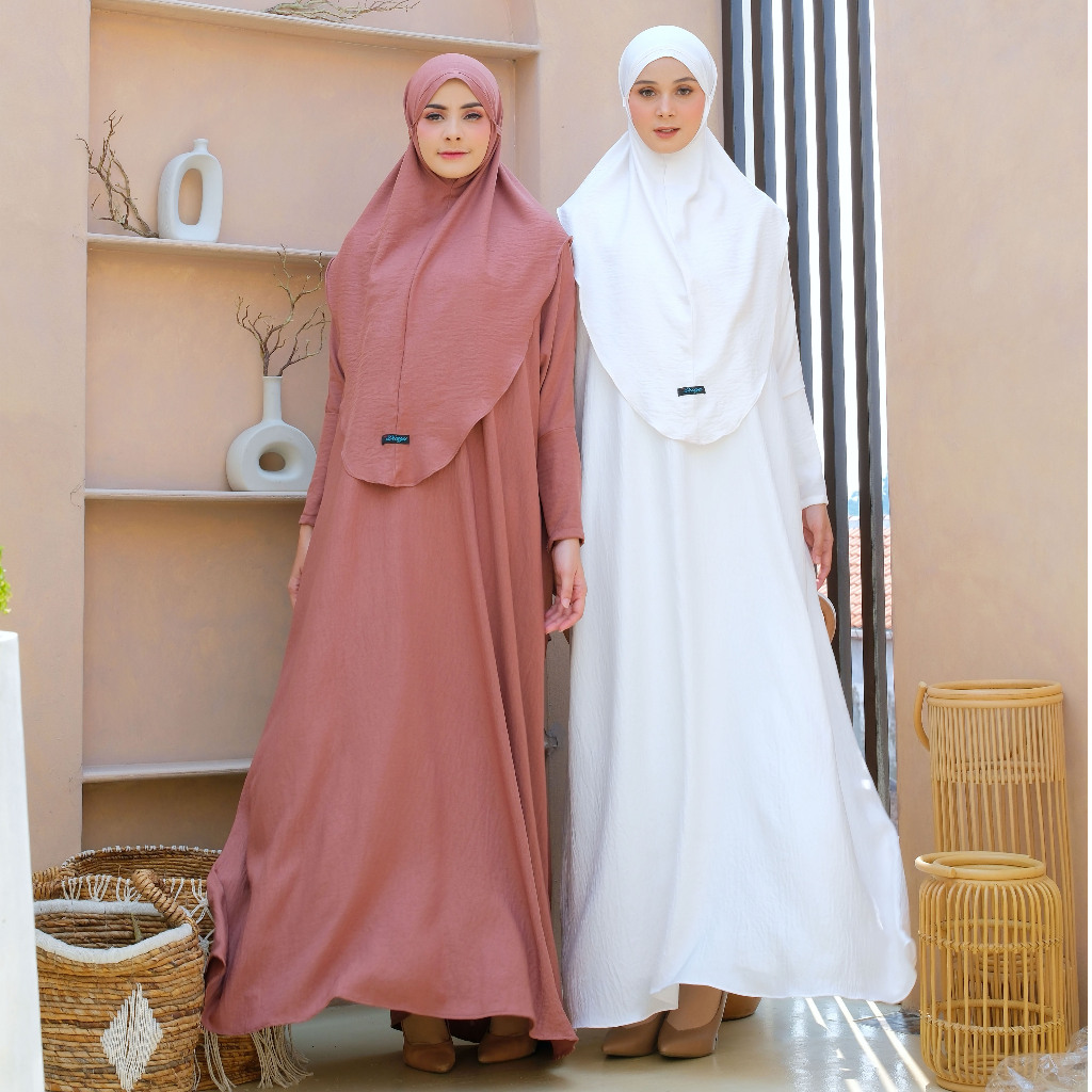 Jual Gamis Abaya Putih Set Hijab Syari Polos Jumbo Premium Set Kerudung ...